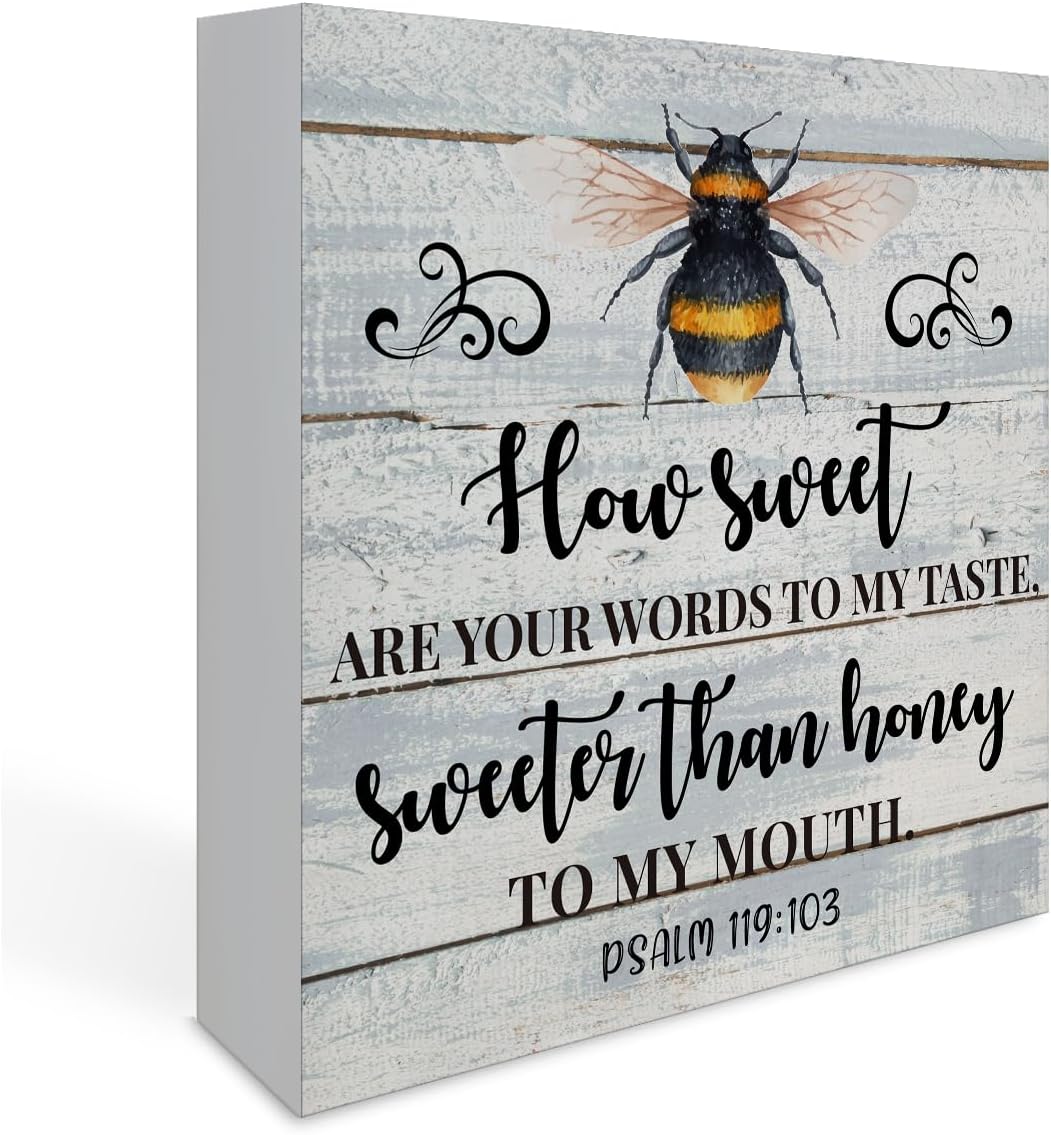 Rustic Summer Bible Verse Wood Box Sign, Farmhouse Psalm 119:103 ...