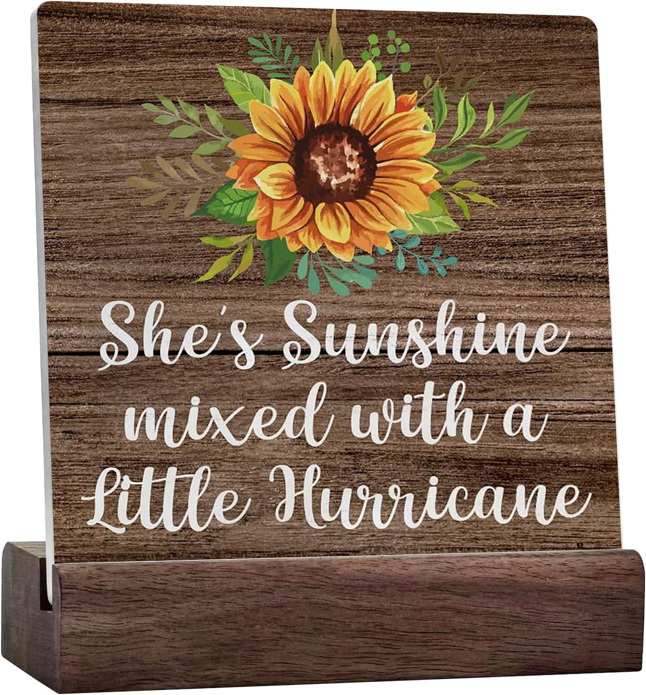 Rustic Summer Sunflower Ceramic Table Sign, Farmhouse She Is Sunshine ...