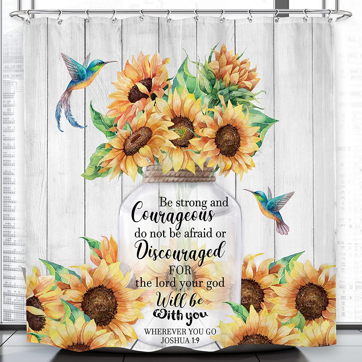 Rustic Sunflower Bible Verse Quotes Shower Curtain Bathroom Set 72Wx72H ...