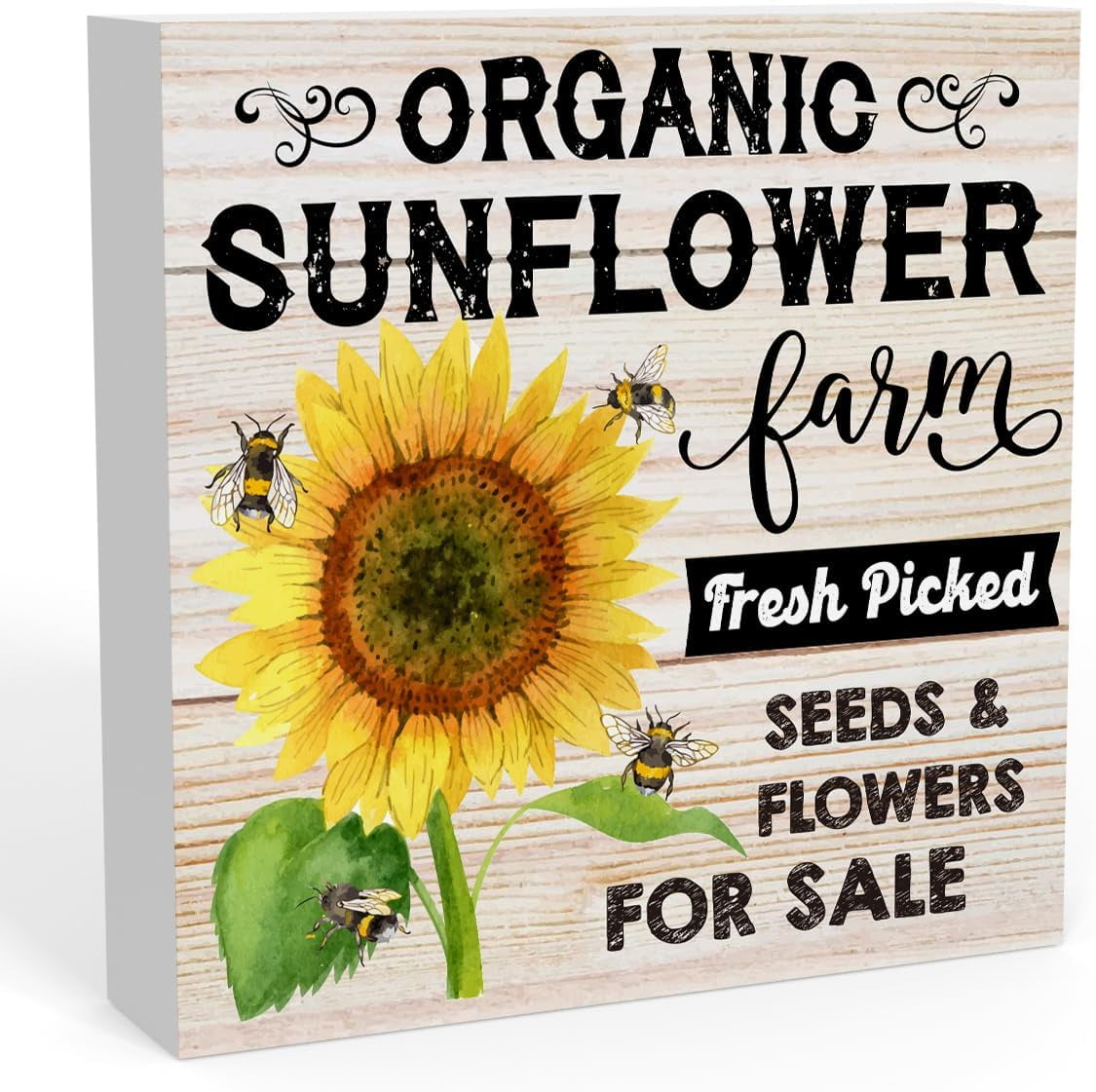 Rustic Sunflower Farm Wood Box Sign, Farmhouse Sunflower Artwork Decor ...