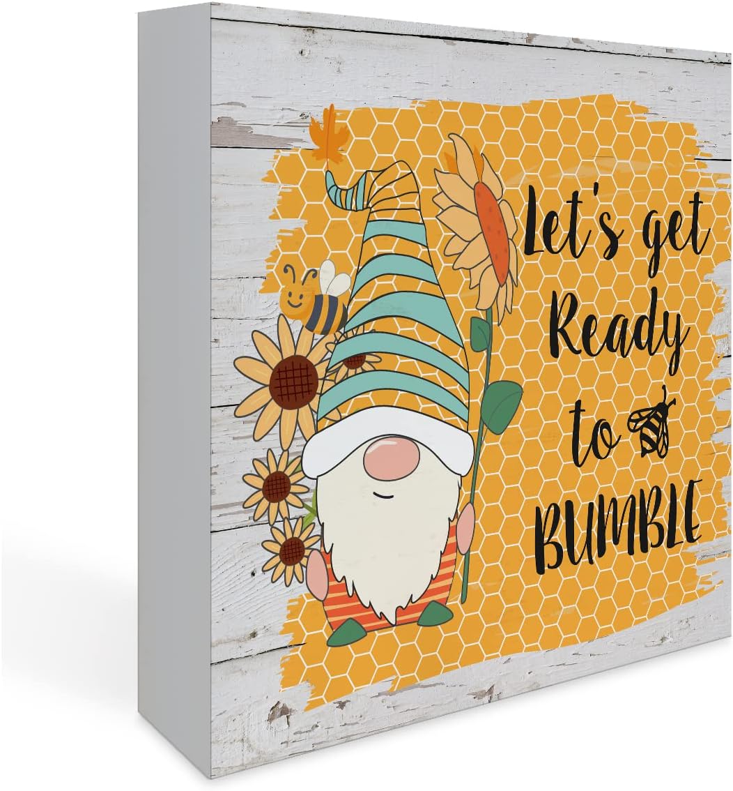 Rustic Sunflower Gnome Wood Box Sign, Farmhouse Sunflower Artwork Decor ...