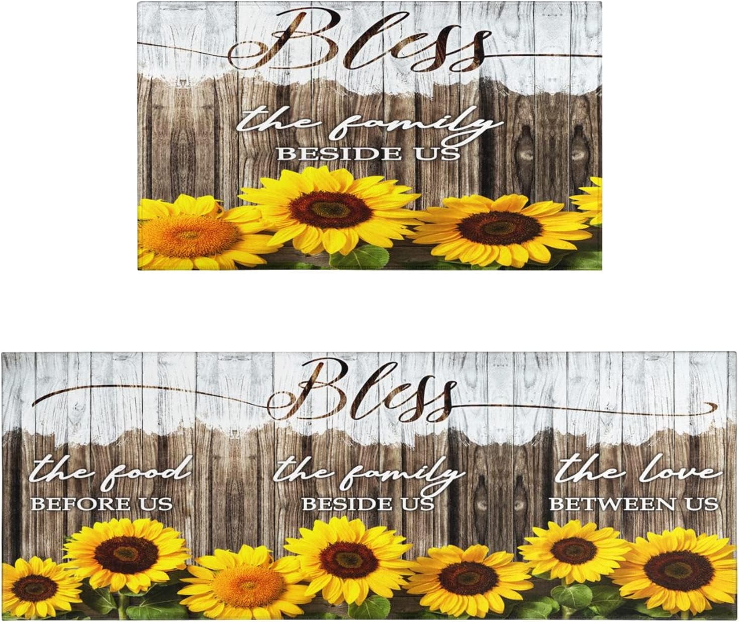 Rustic Sunflower Kitchen Rugs Sets of 2, Sunflower Bless Kitchen Mat ...