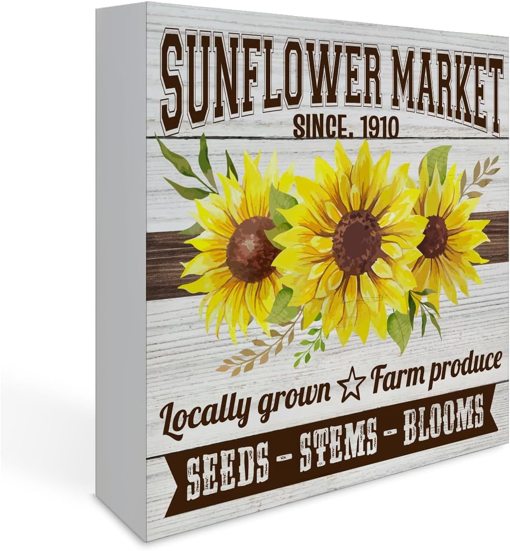 Rustic Sunflower Market Wood Box Sign, Farmhouse Sunflower Artwork ...