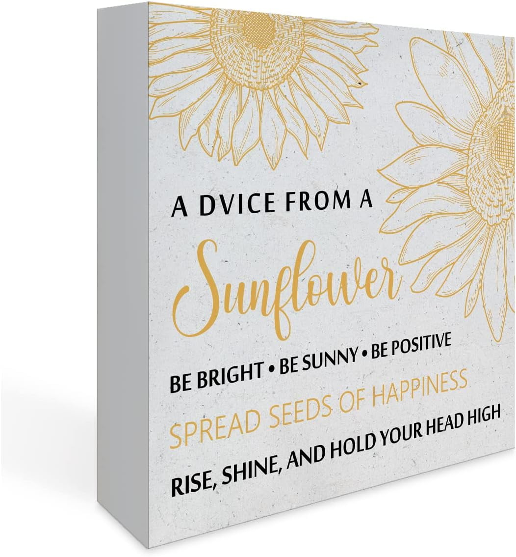 Rustic Sunflower Quote Wood Box Sign, Farmhouse Summer Artwork Decor ...