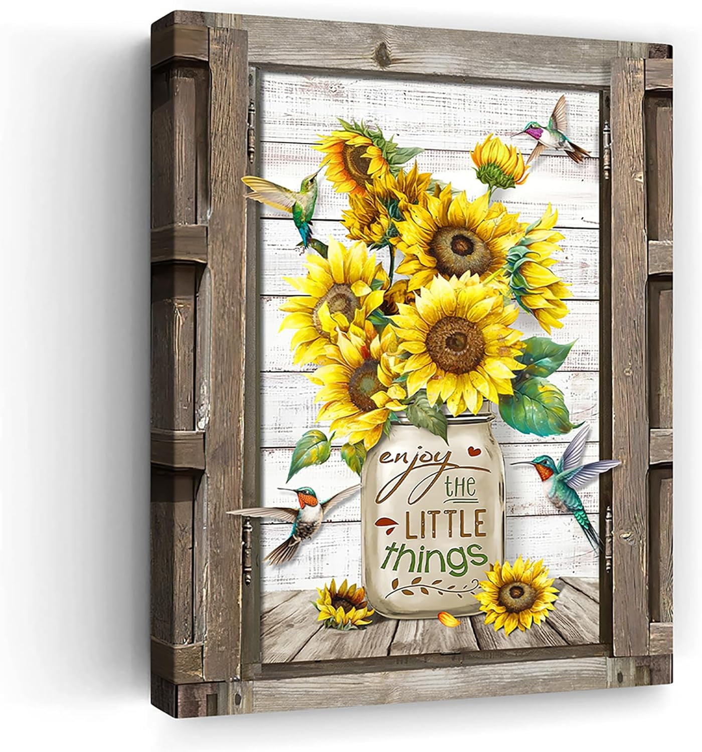 Rustic Sunflower Wall Art Modern farmhouse decor Hummingbird Floral ...
