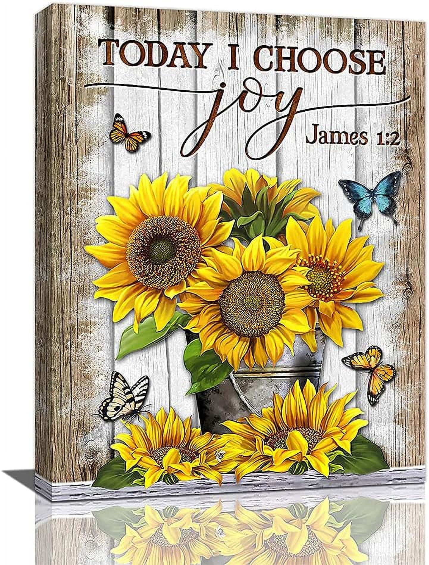 Rustic Sunflower Wall Decor Inspirational Quotes Canvas Wall Art For ...