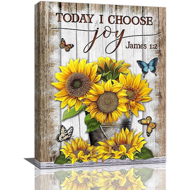 Rustic Sunflower Wall Decor Inspirational Quotes Canvas Wall Art For ...
