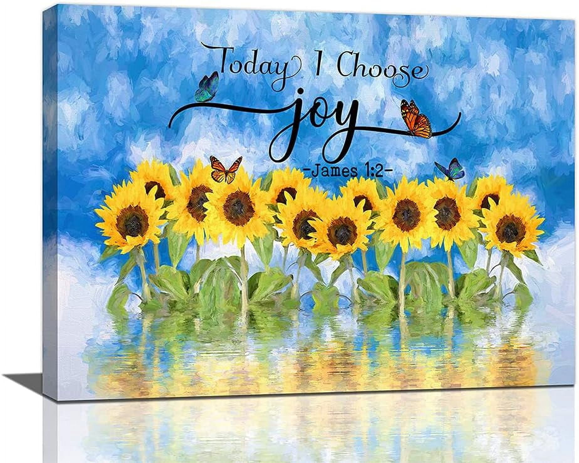Rustic Sunflower Wall Decor Inspirational Quotes Canvas Wall Art For ...