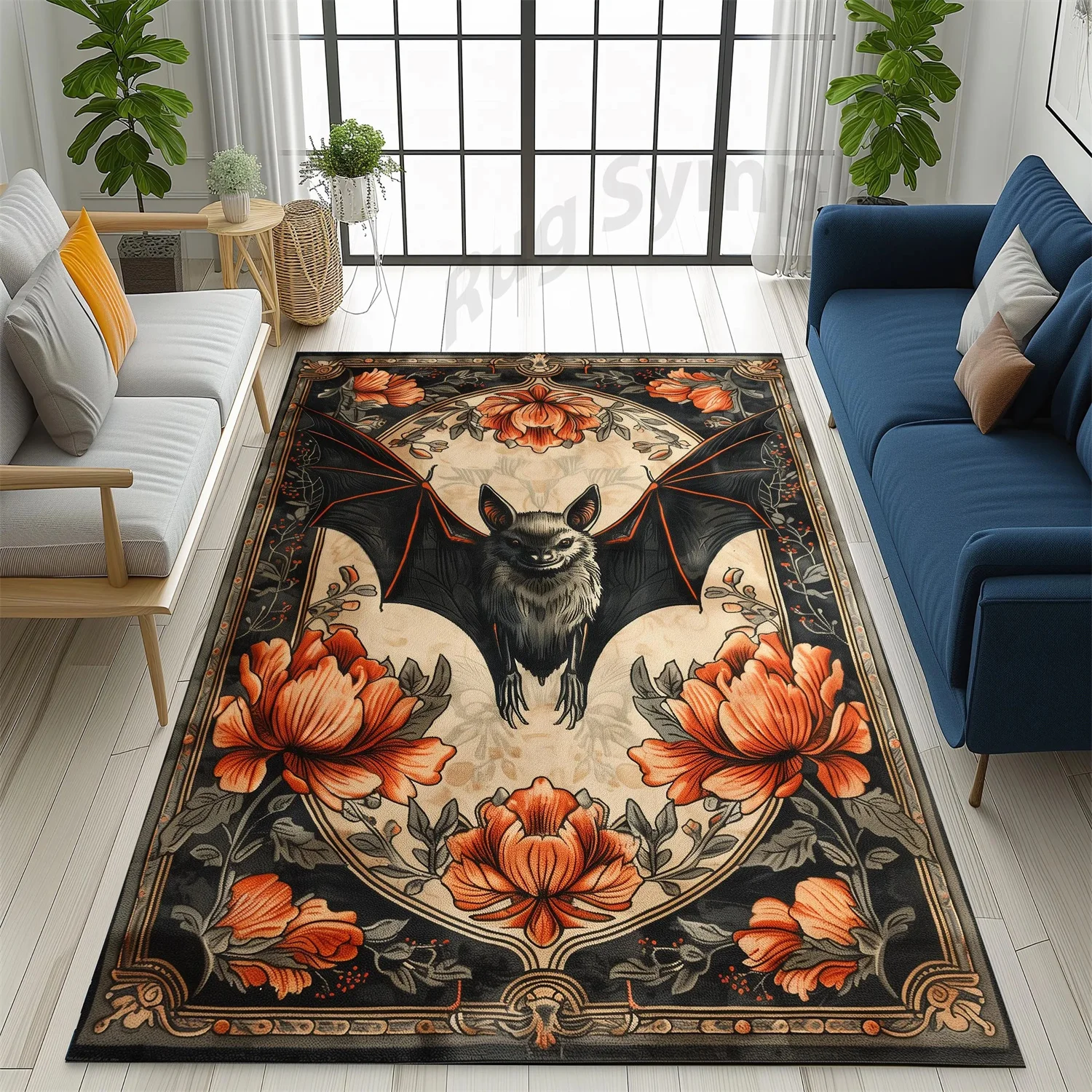 Rustic Swan Rug Colorful Swan Carpet Traditional Rug Farmhouse rative ...