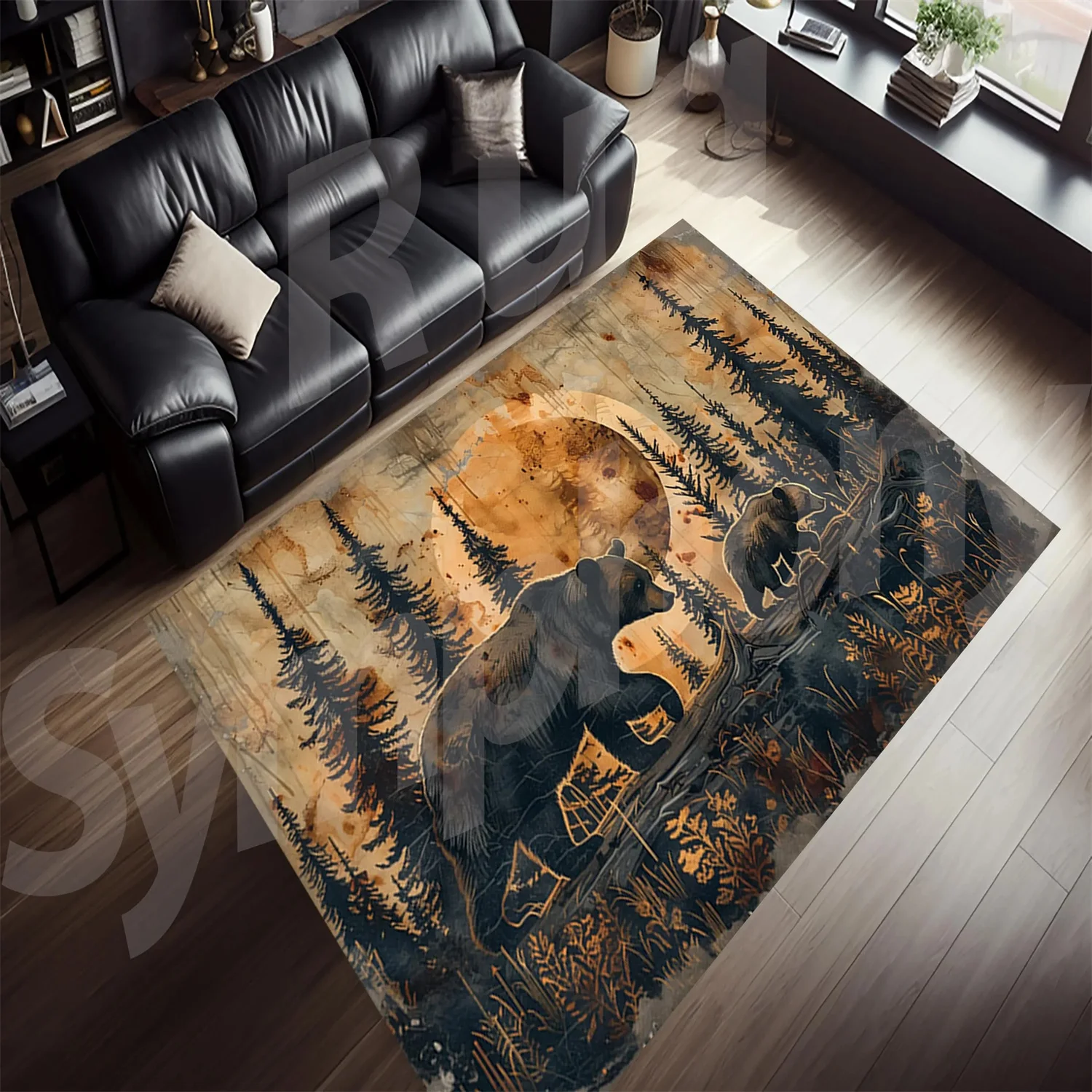 Rustic Swan Rug Colorful Swan Carpet Traditional Rug Farmhouse rative ...