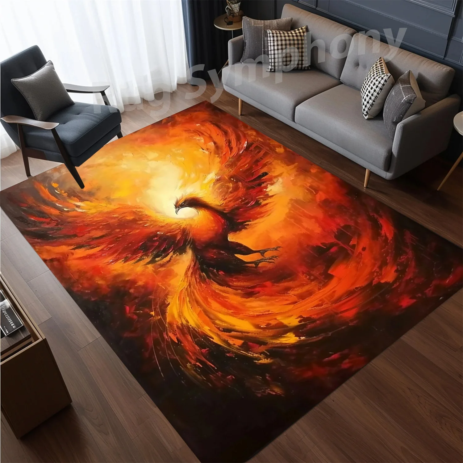 Rustic Swan Rug Colorful Swan Carpet Traditional Rug Farmhouse rative ...