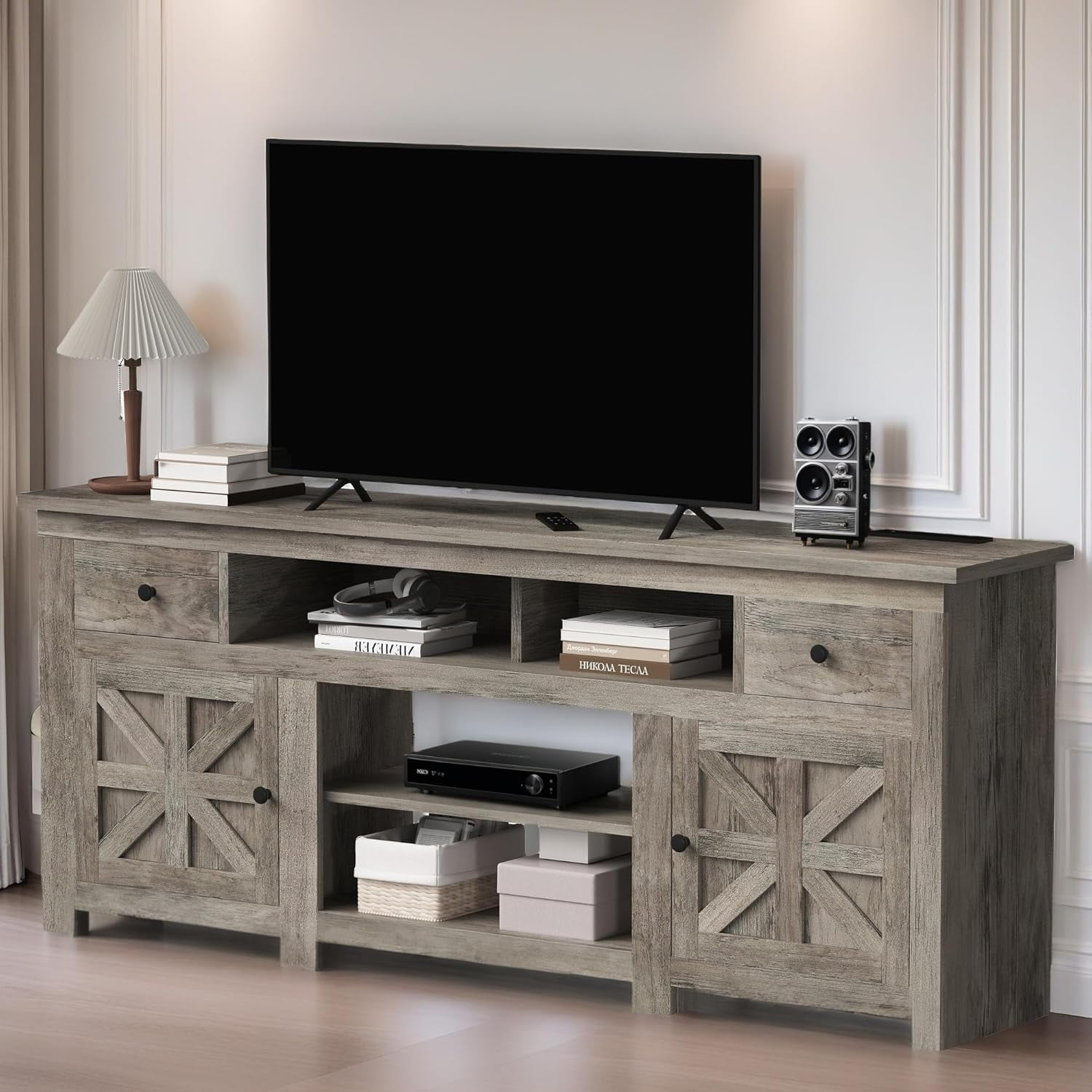 Rustic TV Stand for 75/80 Inch TV Entertainment Center with Drawers ...