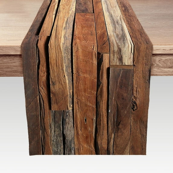 Rustic Table Runner, Farmhouse Brown Barn Wood Linen Table Runner ...