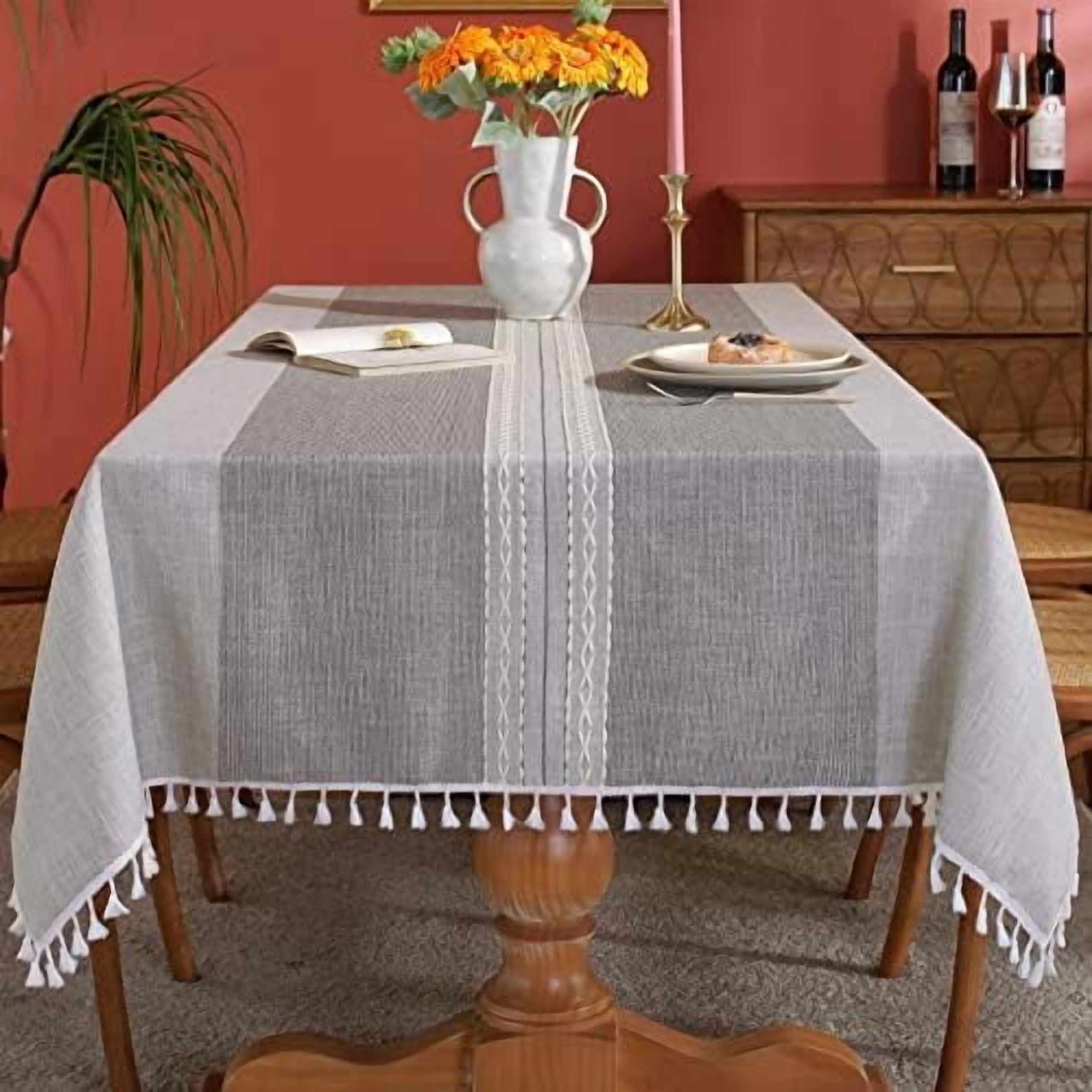 Rustic Tablecloth Cotton Linen Waterproof Tablecloths Burlap Table ...