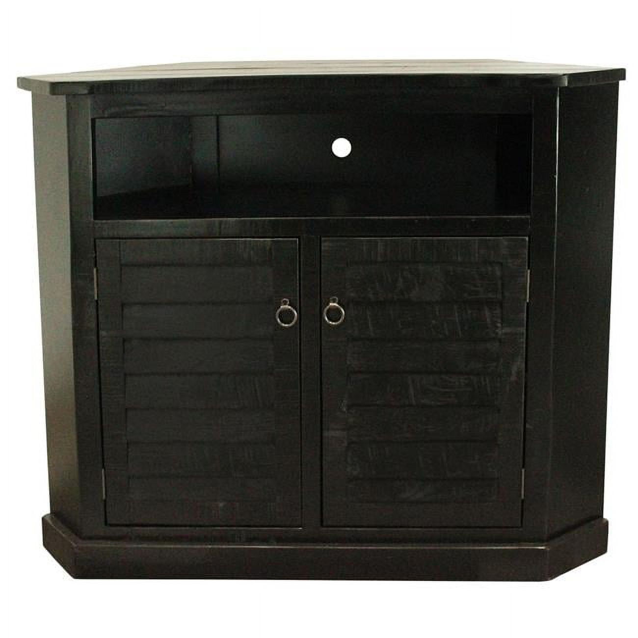 Rustic Tall Curve Corner Shutter TV Stand in Antique Black - Walmart.com