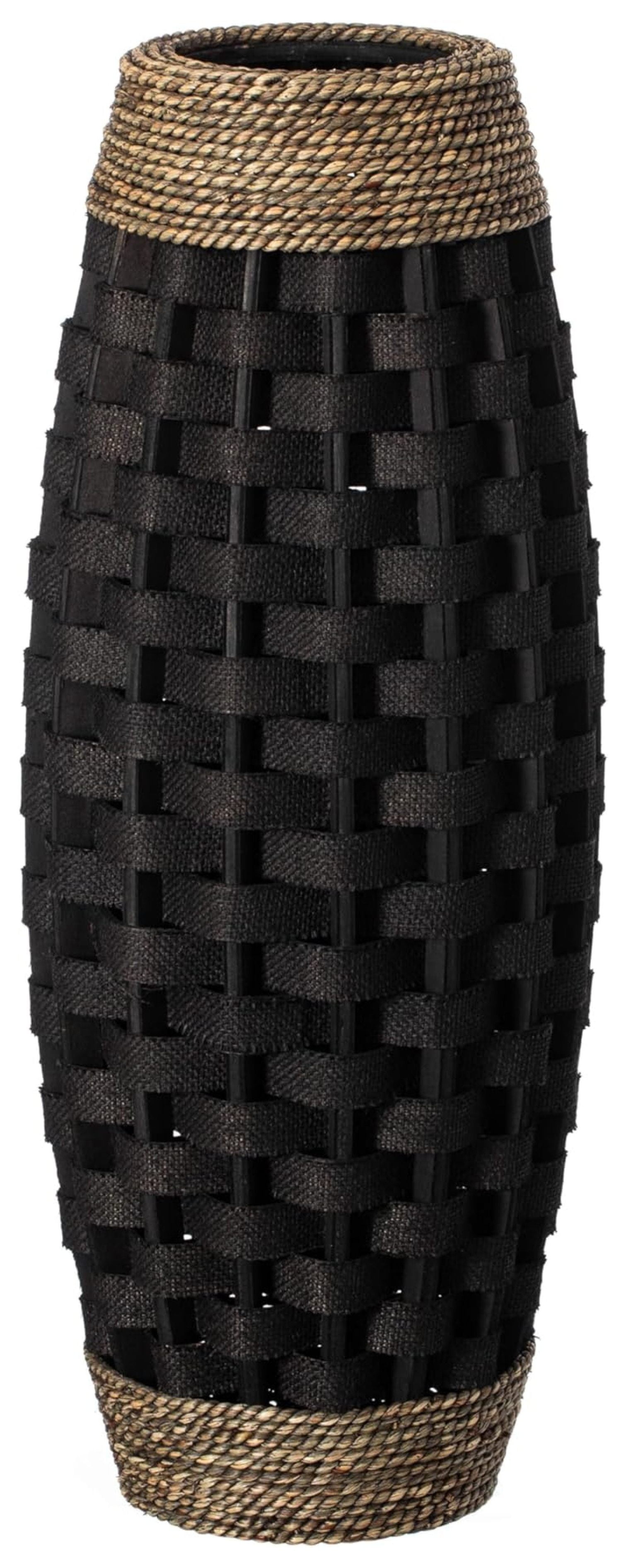 Rustic Tall Floor Vase - 24-inch Handcrafted Black Woven Vase ...