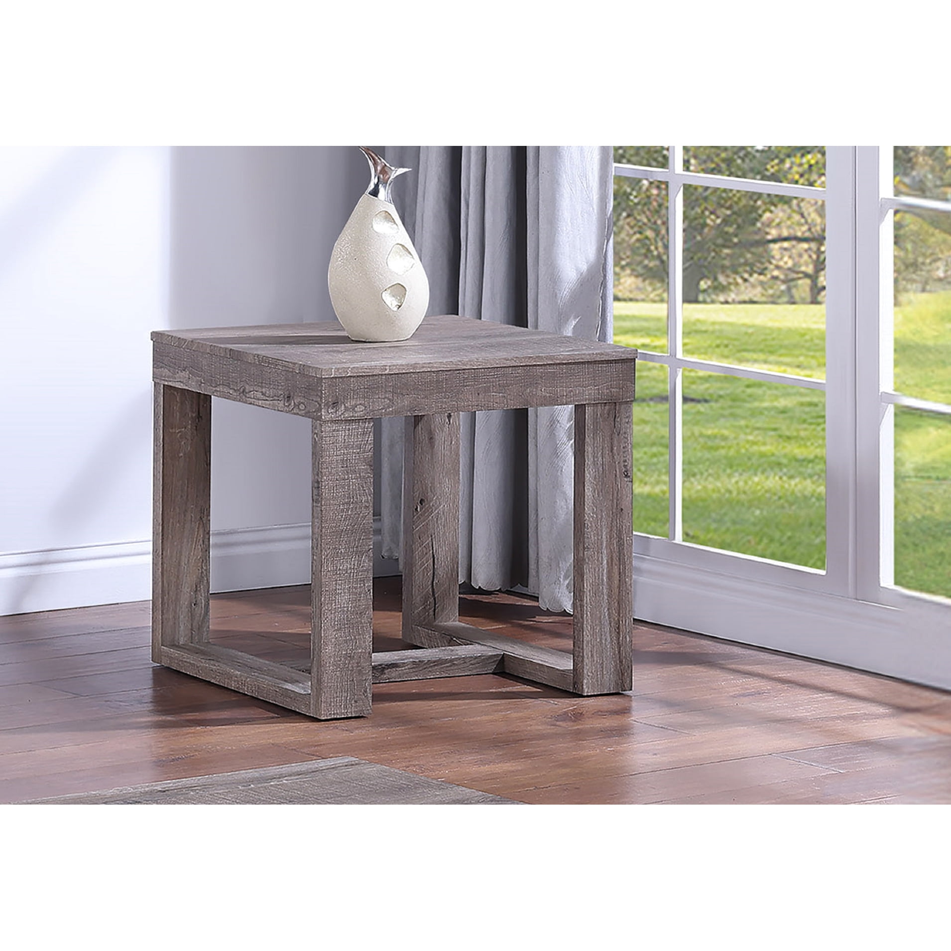 Rustic Tan End Table For Living Spaces In Brown Gray Contemporary With ...