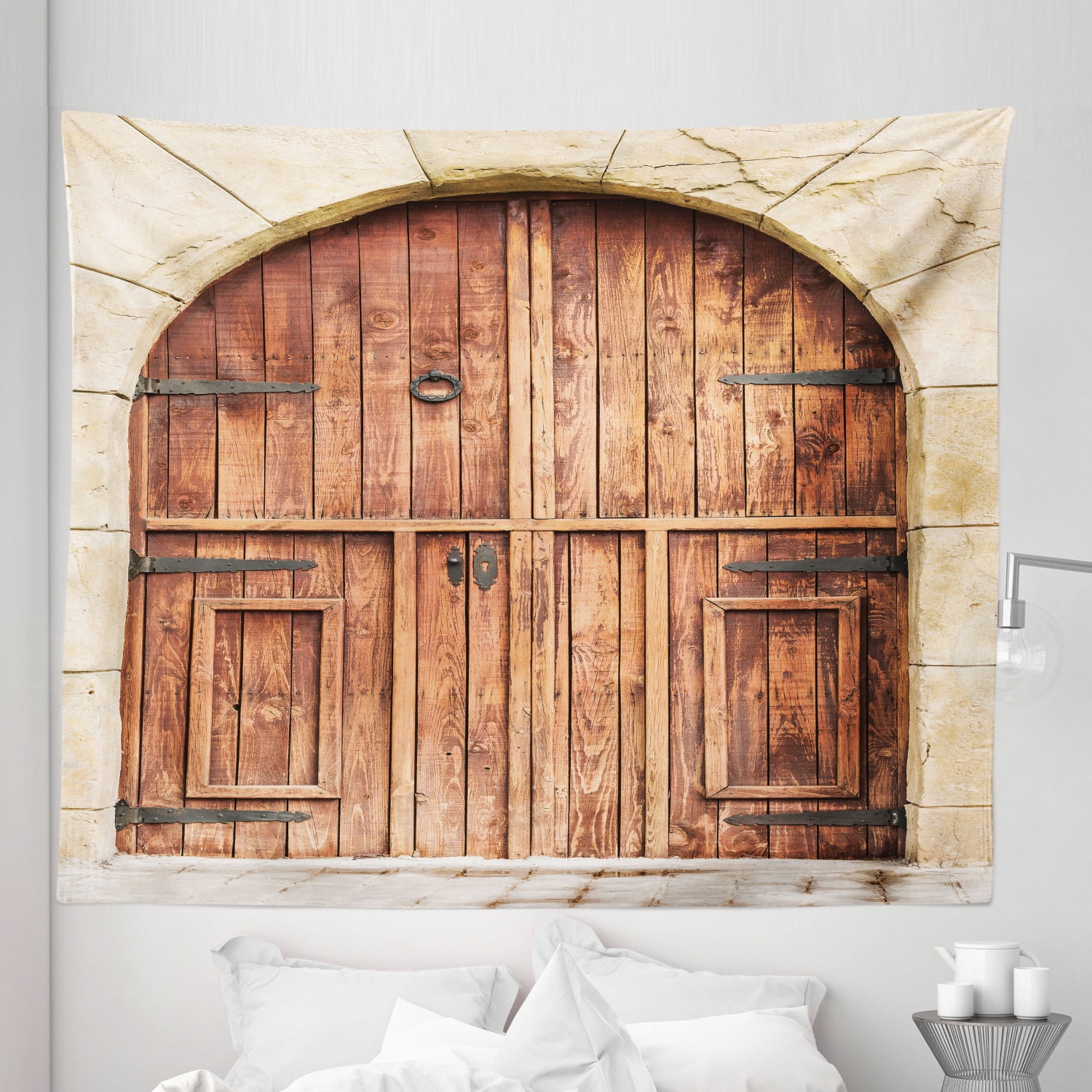 Rustic Tapestry, Traditional Oak Crafted Doorway on Stone Facade ...