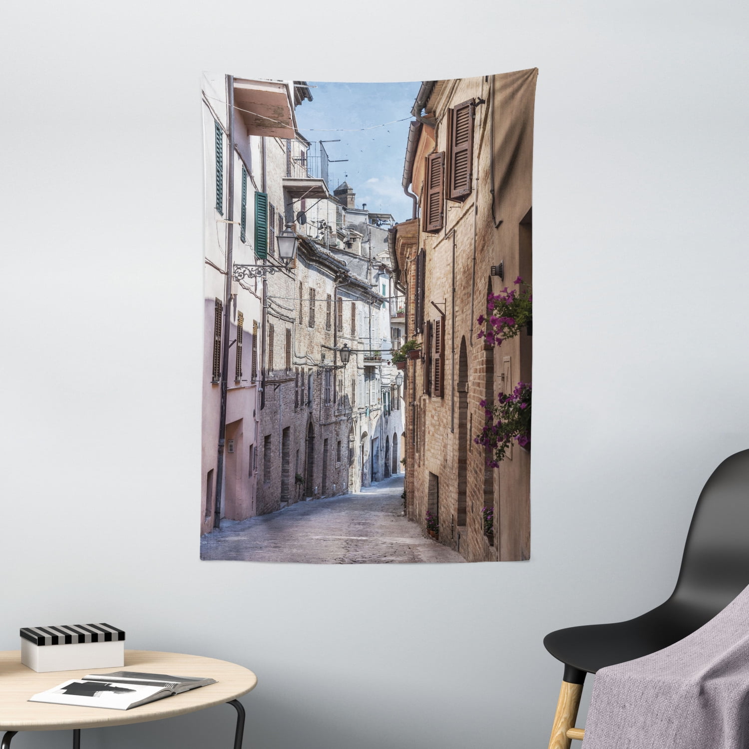 Rustic Tapestry Wall Hanging Italian Apartments in Aged City ...