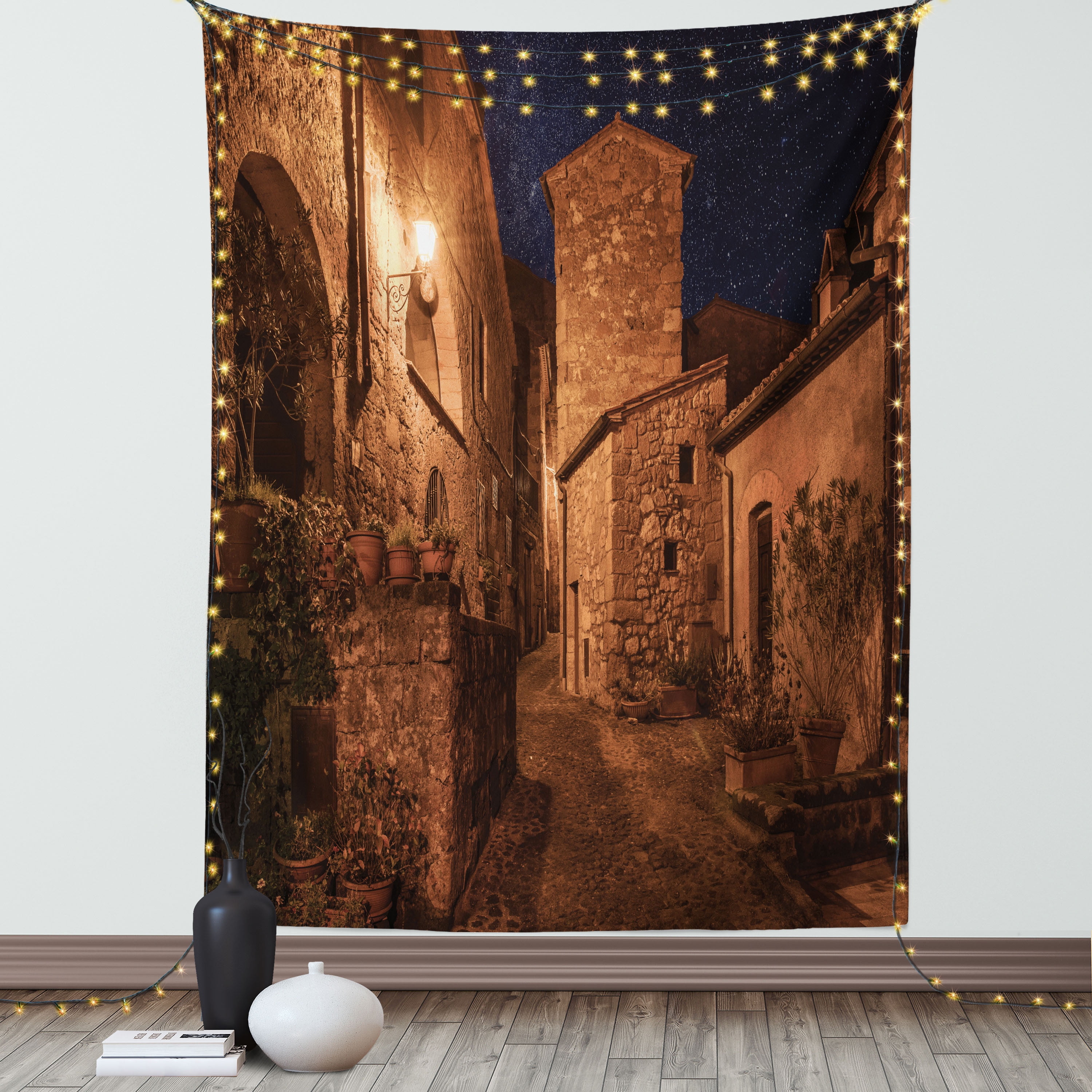 Rustic Tapestry Wall Hanging Street of Ancient Aged Antique Tuff City ...