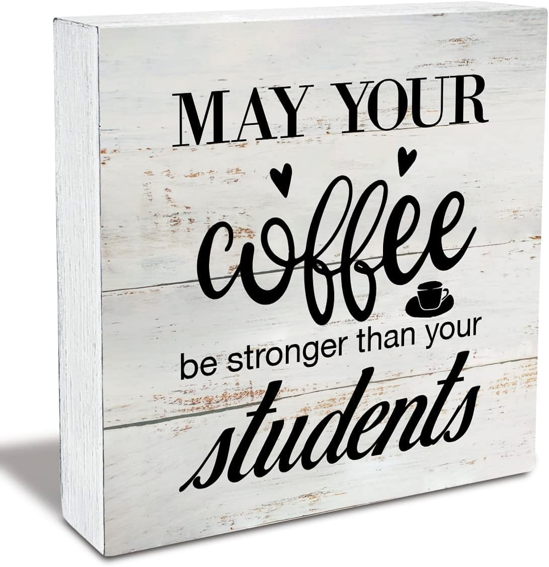 Rustic Teacher Coffee Wood Box Sign Funny Teacher Wooden Box Sign ...