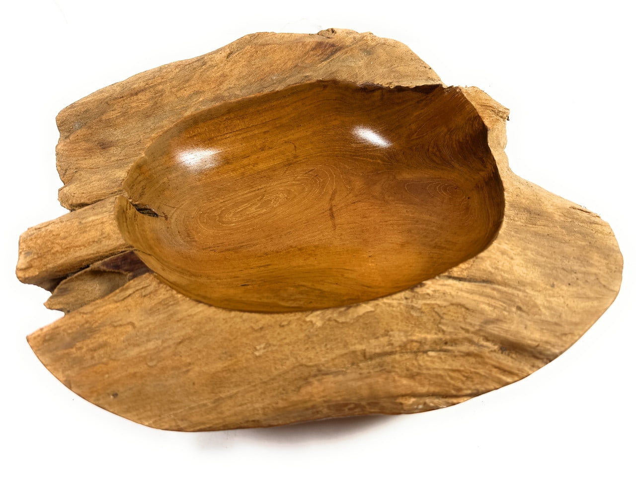 Rustic Teak Wooden Bowl 15"X16"X4" Teak Root | #HWA216 - Walmart.com