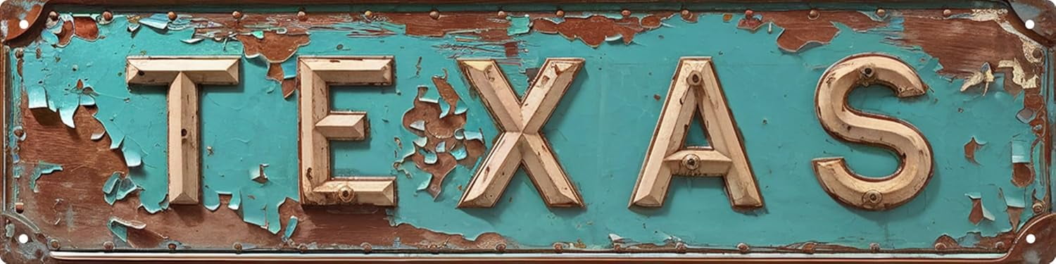 Rustic Texas Metal Tin Sign 4x16 in Vintage Wall Art with for Home Door ...