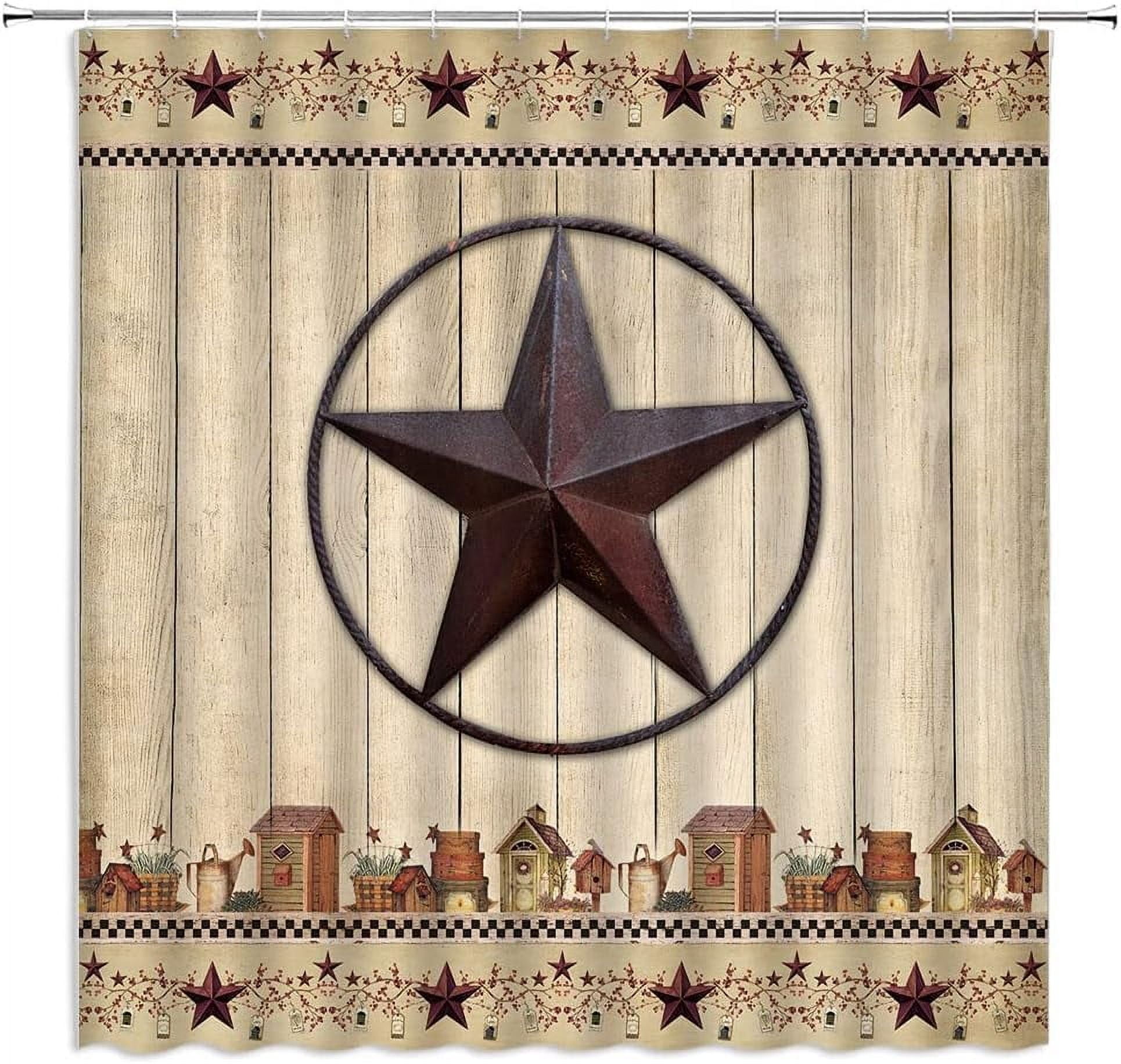 Rustic Texas Shower Curtain Western Star Southwestern Vintage Wood ...
