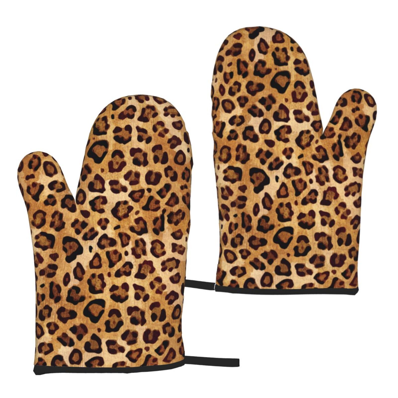 Rustic Texture Leopard Print Oven Mitts,Oven Mitts Anti-Slip Cooking ...