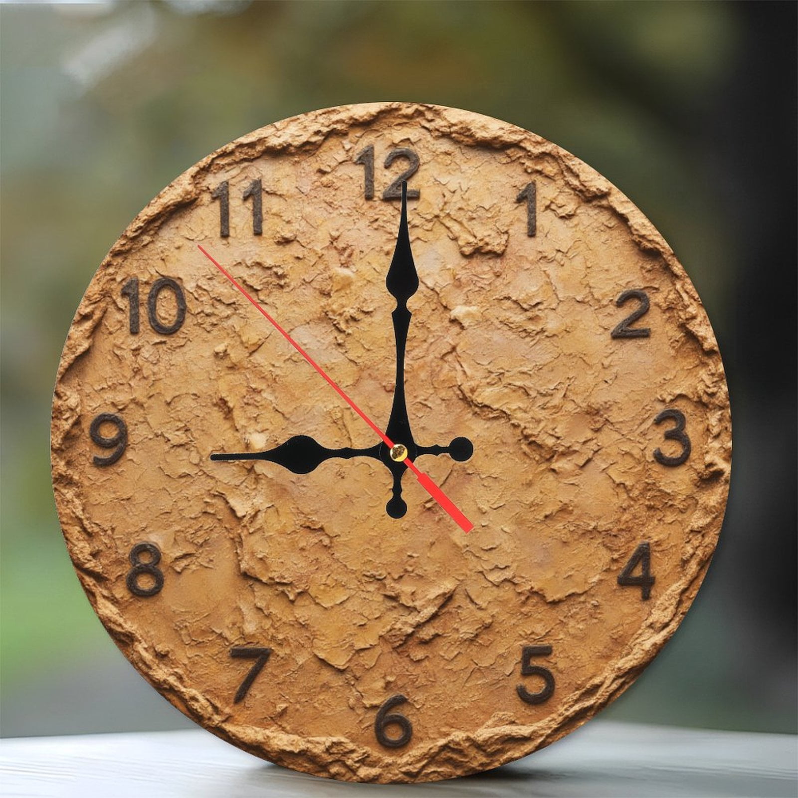 Rustic Texture Wall Clock Home Decor Beige 10-Inch Silent Wooden Wall ...