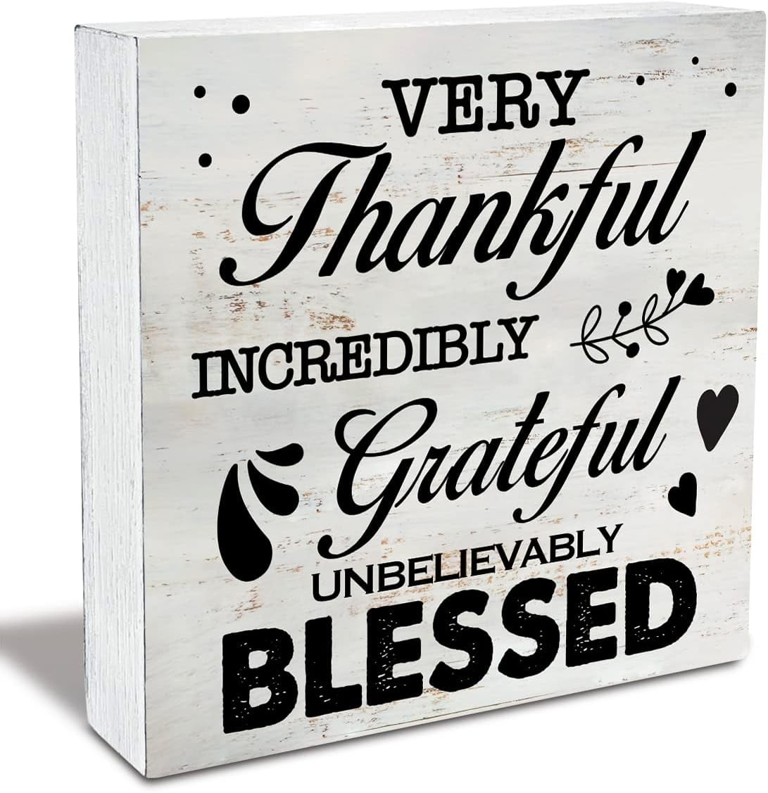Rustic Thankful Grateful Wood Box Sign Thankful Grateful Blessed Wooden ...
