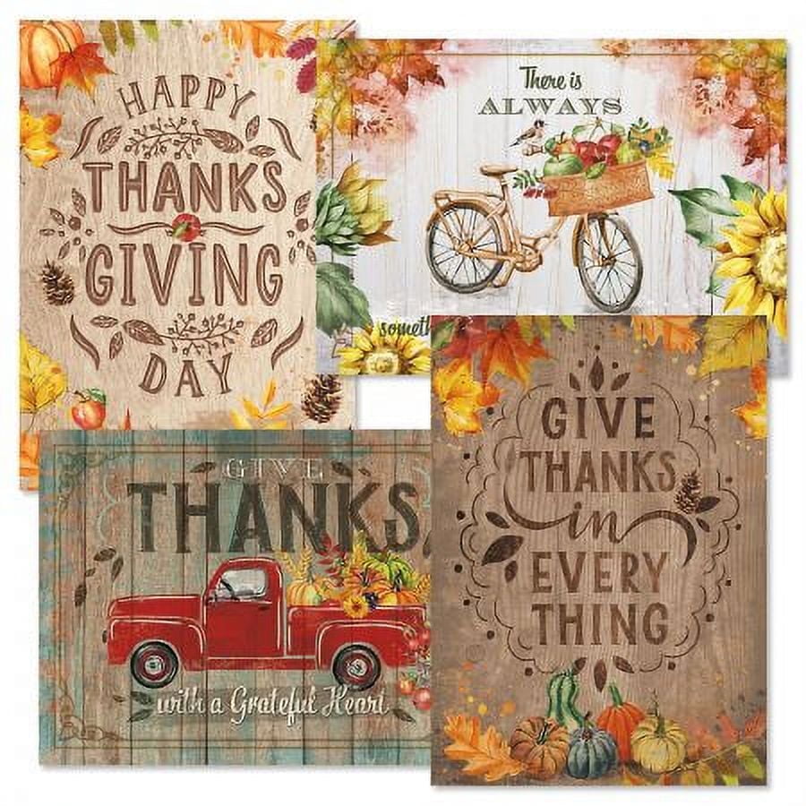 Rustic Thanksgiving Greeting Cards Set - Themed Holiday Card Variety ...