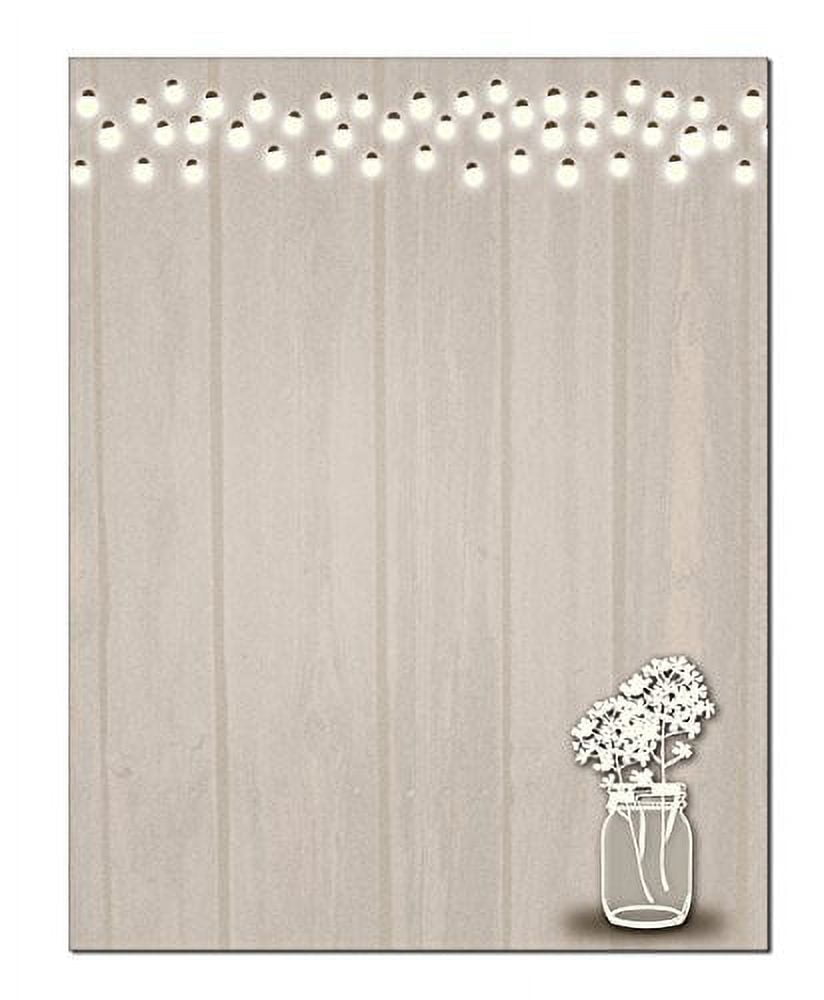 Rustic Theme Stationery - 8.5 x 11- 60 Letterhead Sheets - Lights & Jar ...