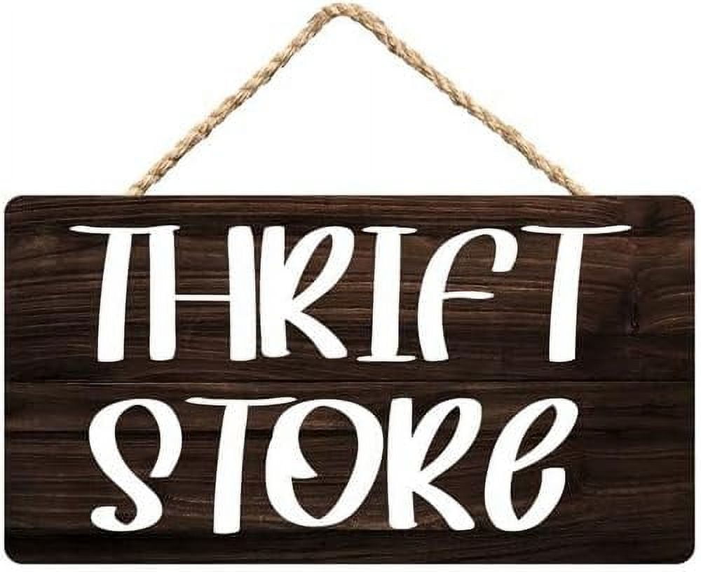 Rustic Thrift Store Wood Decor Sign, Farmhouse Printed Wood Signs Wall ...