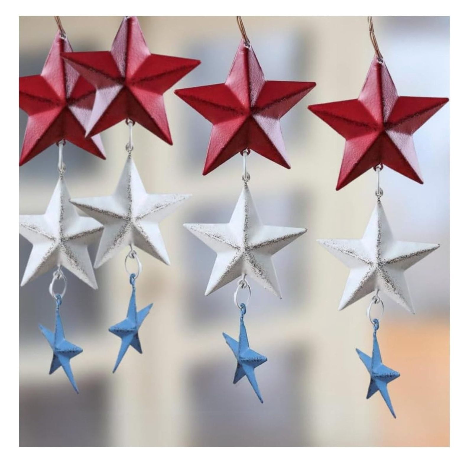Rustic Tin Dimensional Star Ornaments Set of 4 - Primitive Metal Stars ...