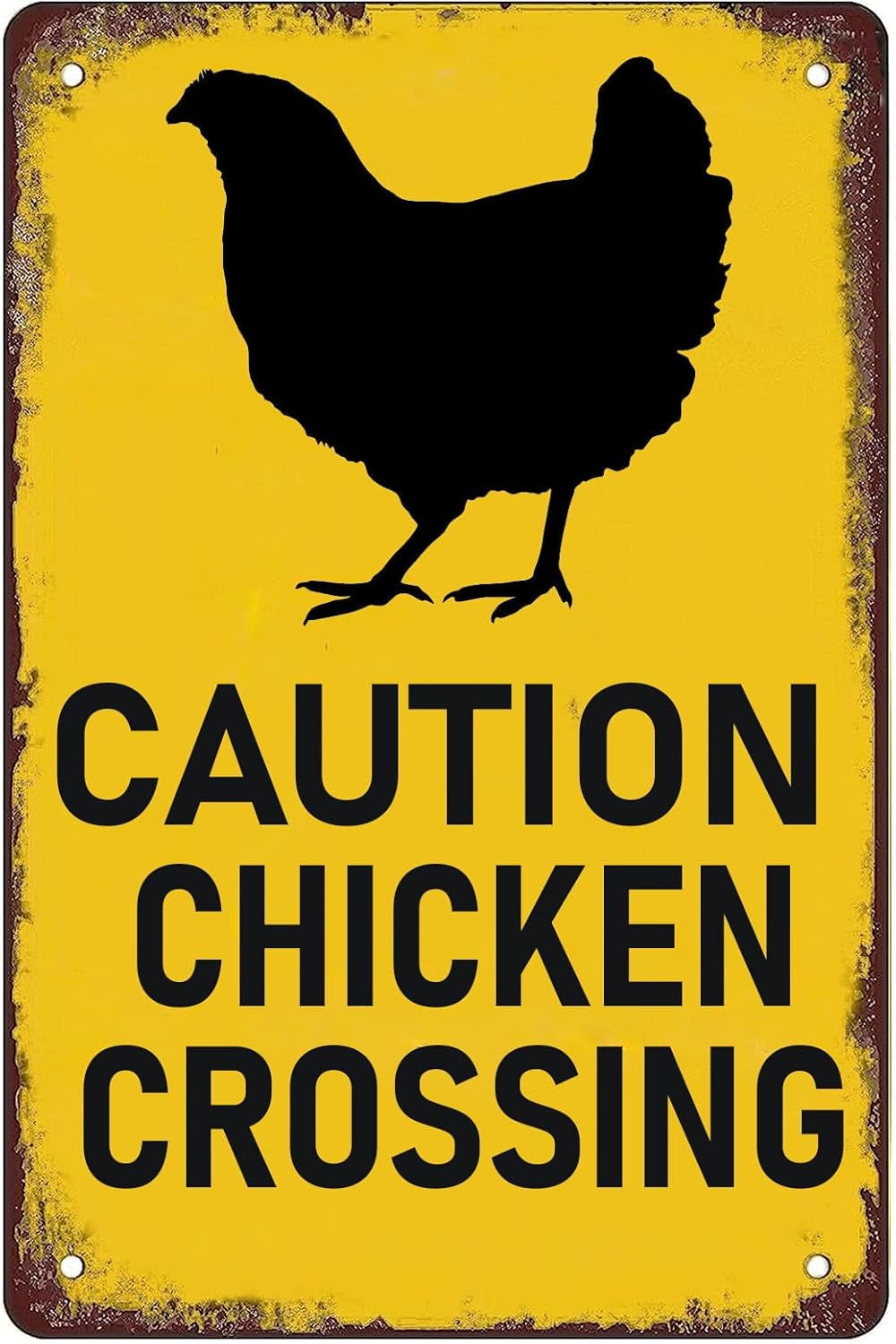 Rustic Tin Signs Caution Chicken Crossing Vintage Metal Plaque Wall ...