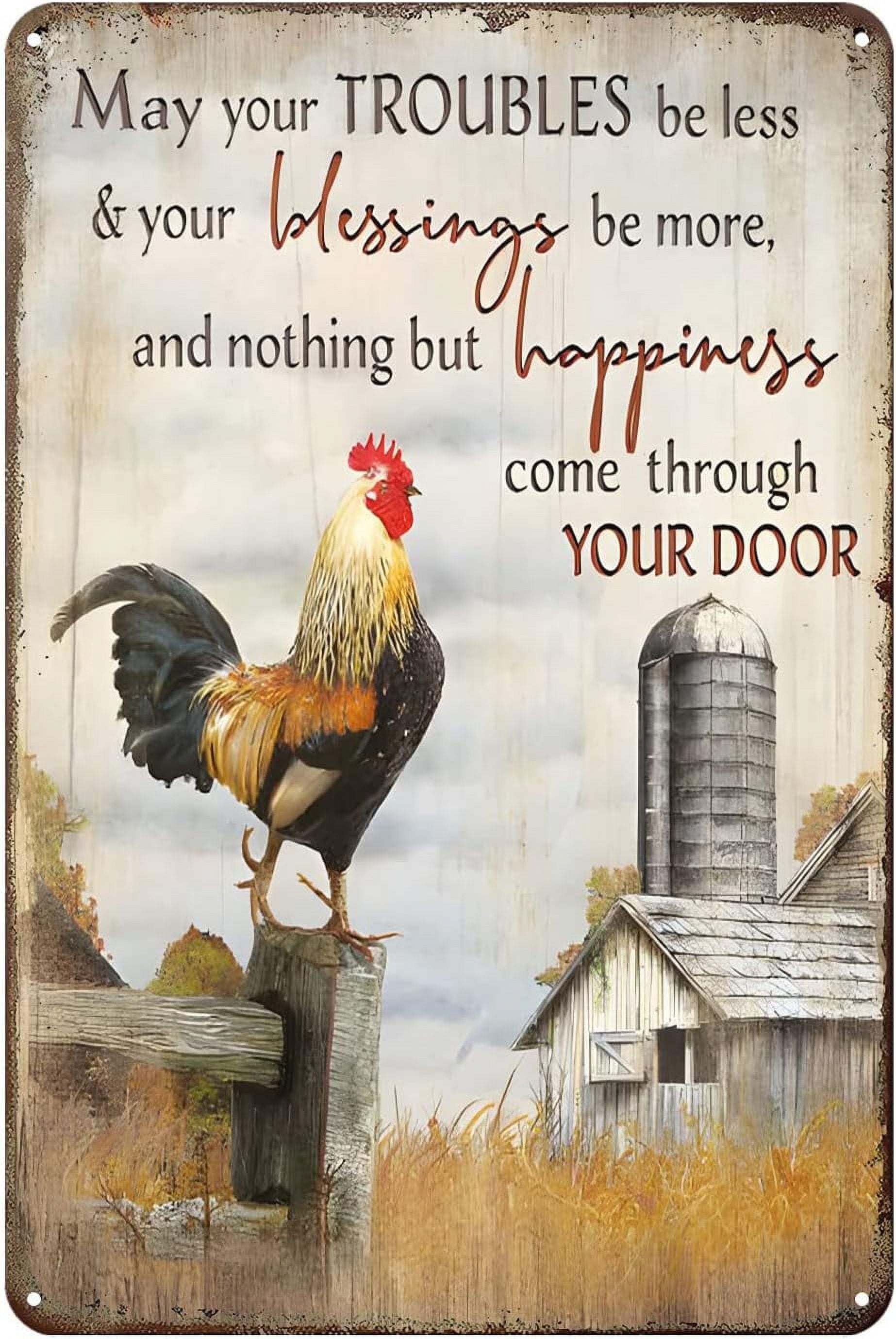 Rustic Tin Signs Metal Sign Chicken Rooster Rustic Decor Farmhouse ...