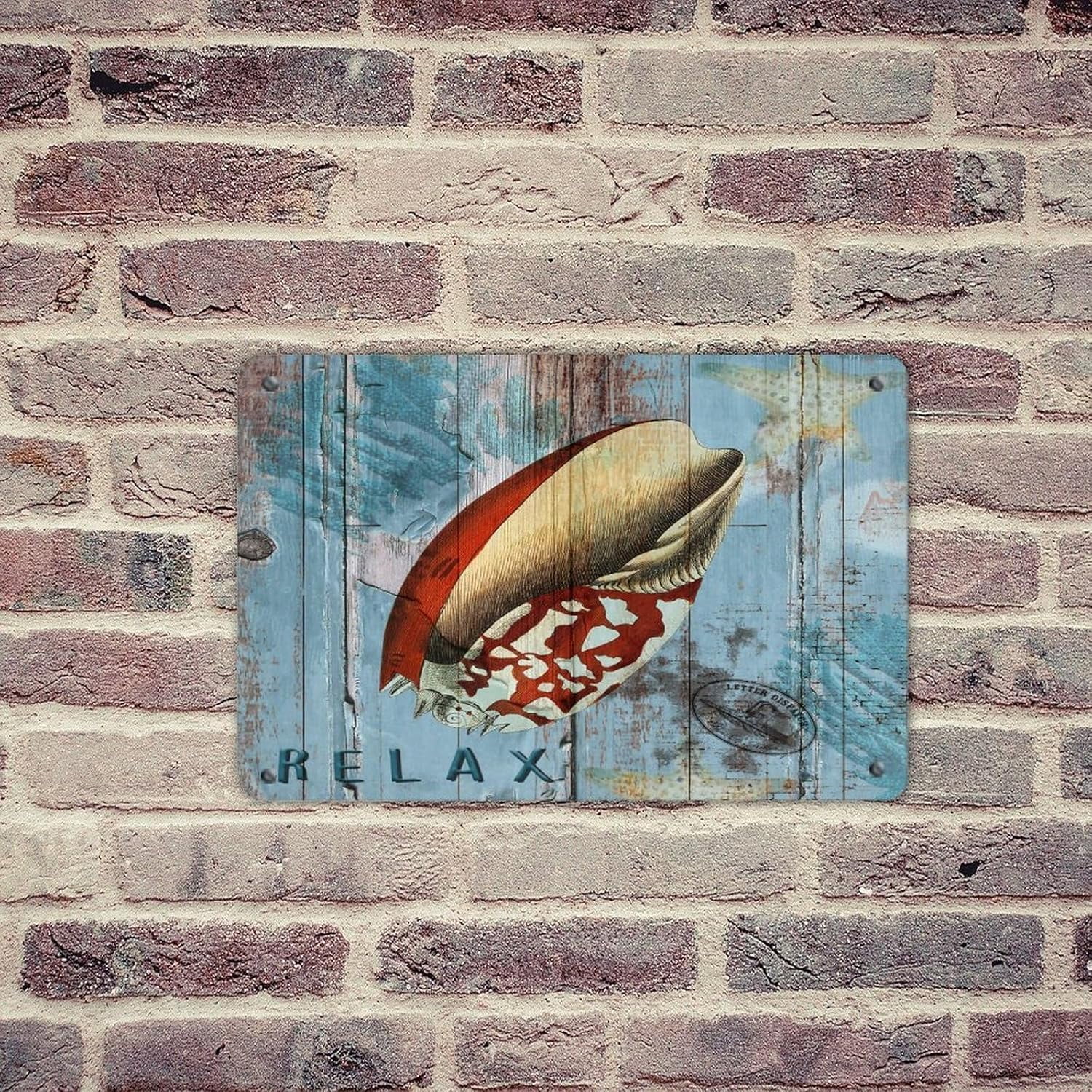 Rustic Tin Signs Nautical Beach Ocean Theme Underwater Sea Snail Signs ...