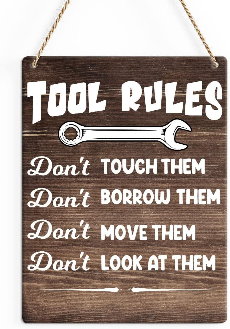 Rustic Tool Rules Wood Decor Sign, Tool Printed Wood Sign Wall Art ...