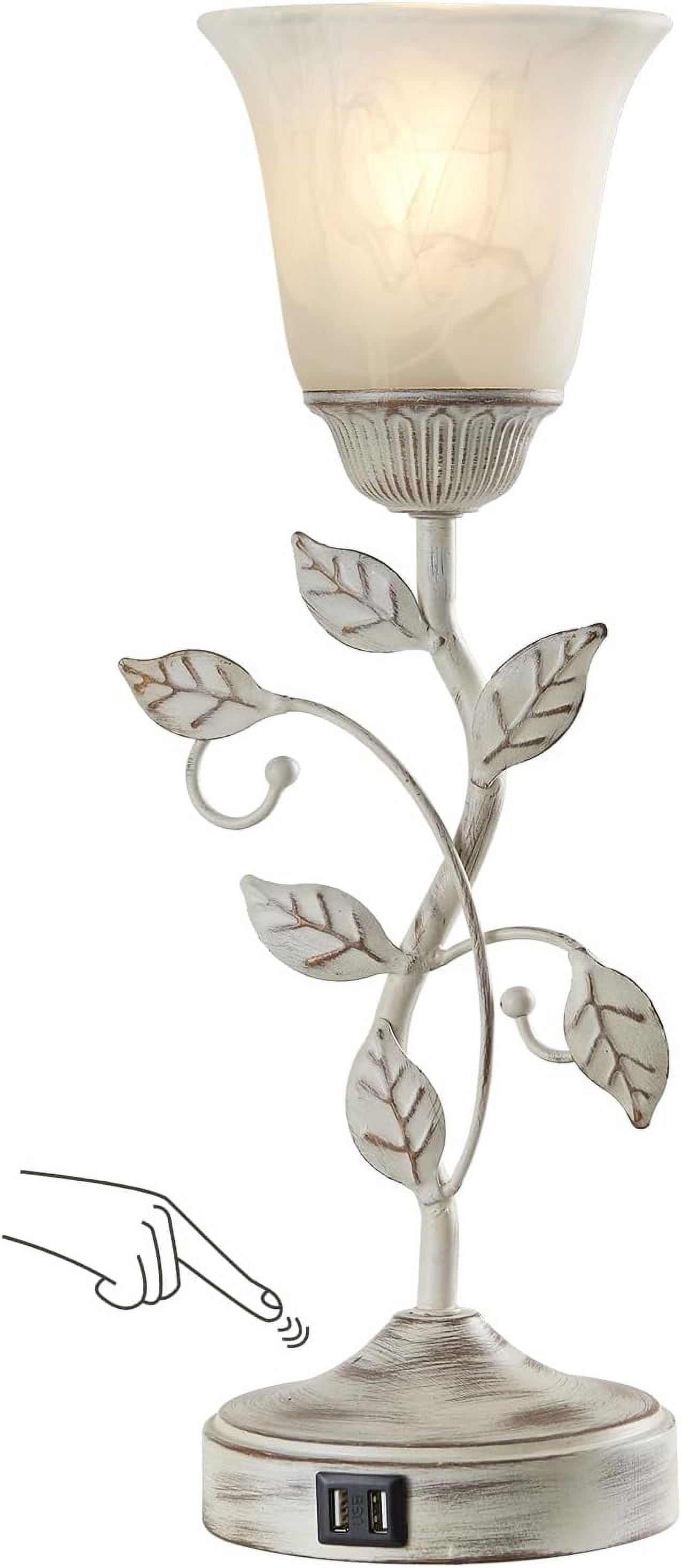Rustic Touch Table Lamp for Bedroom, 3-Way Dimmable Nightstand Lamp ...