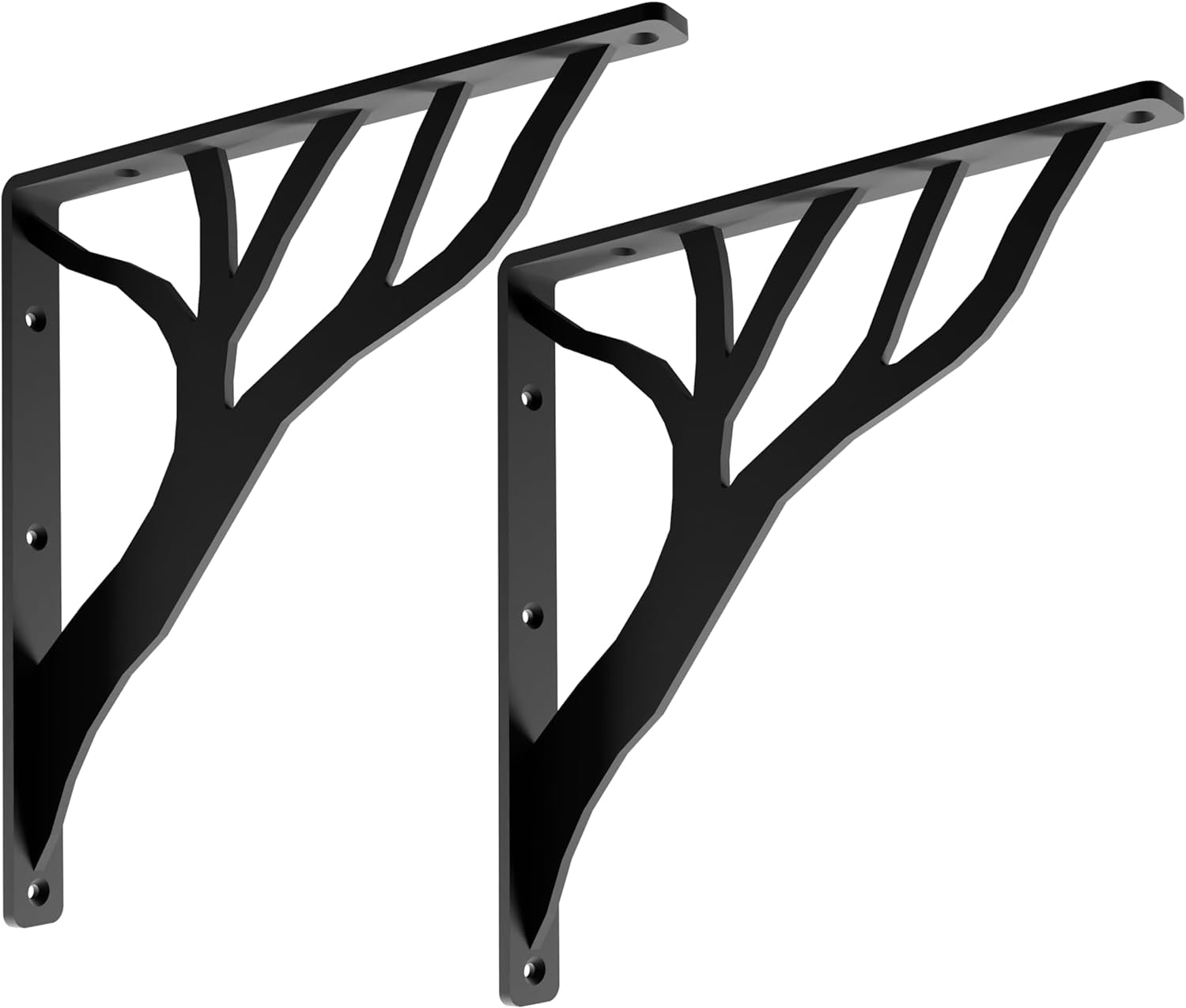 Rustic Tree Shelf L Brackets by Balin Designs (Black) for 12”-14 ...