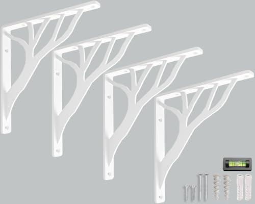 Rustic Tree Shelf L Brackets by Balin Designs (White) for 10 inch -12 ...