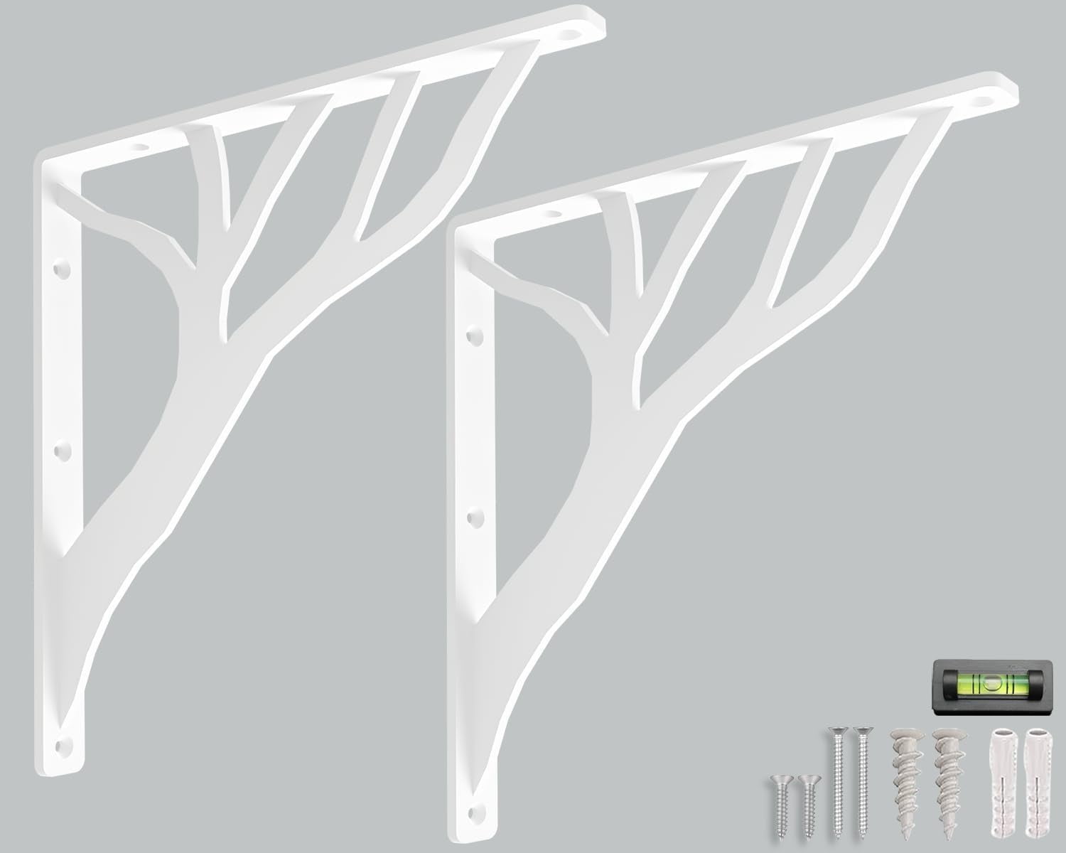 Rustic Tree Shelf L Brackets by Balin Designs (White) for 12 inch - 14 ...