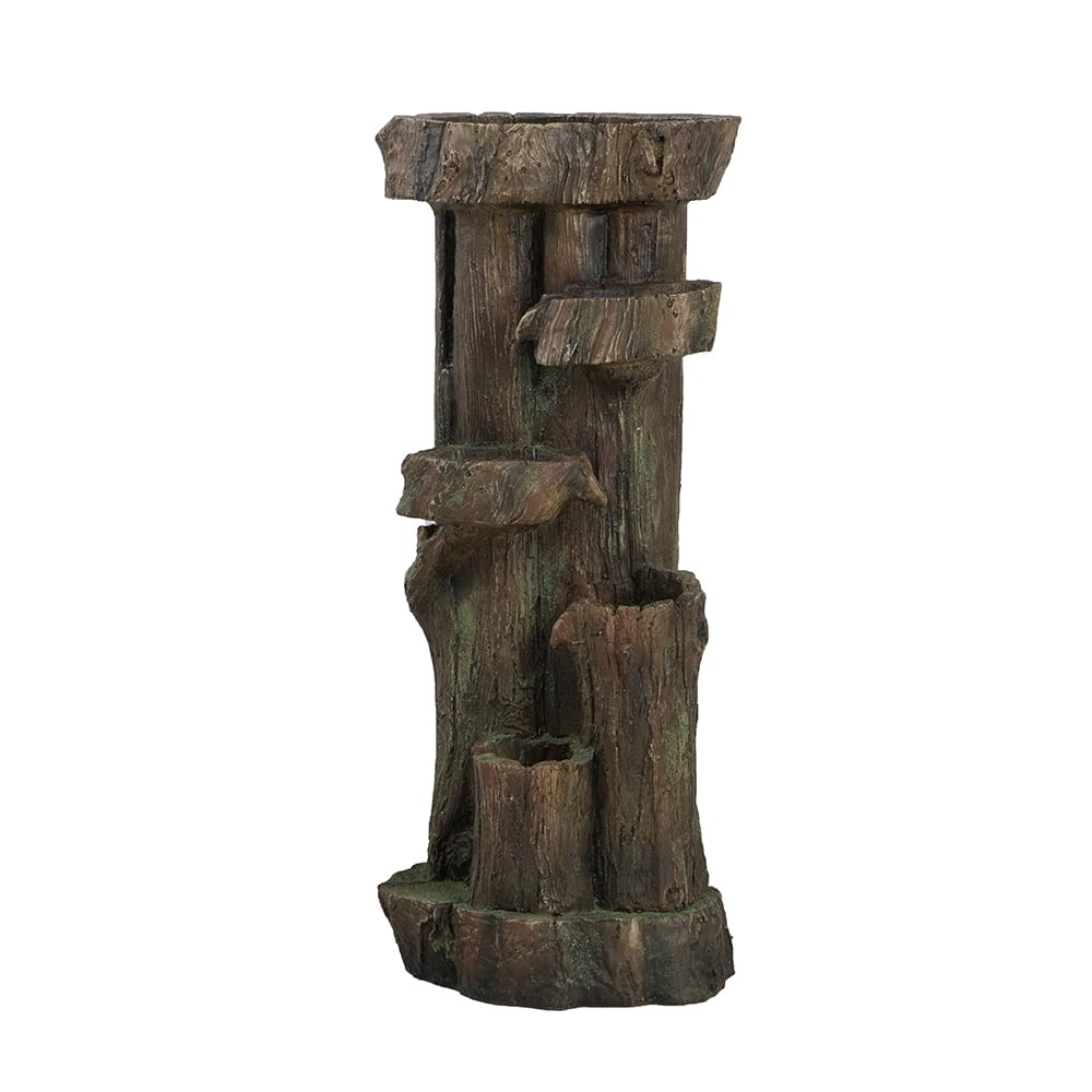 Rustic Tree Trunk Water Fountain with LED Light and Submersible Pump 5 ...