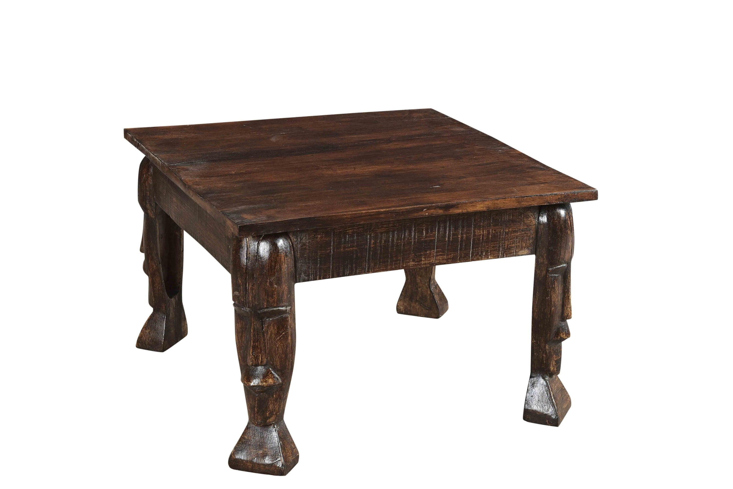 Rustic Tribal Face Carved End Table| Unique Artistic Side Table ...