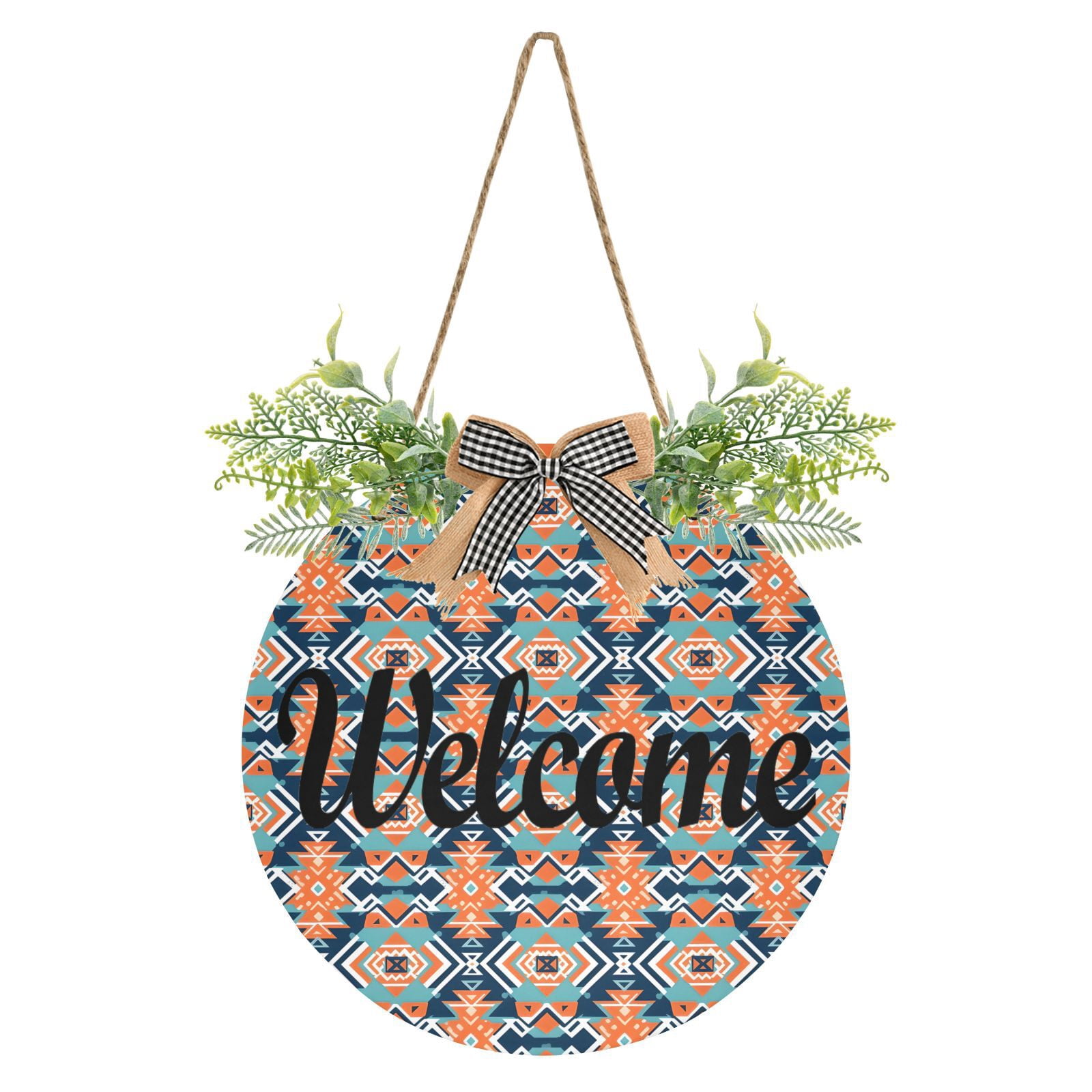 Rustic Tribal Pattern Welcome Sign for Front Door Wreath Door Sign for ...
