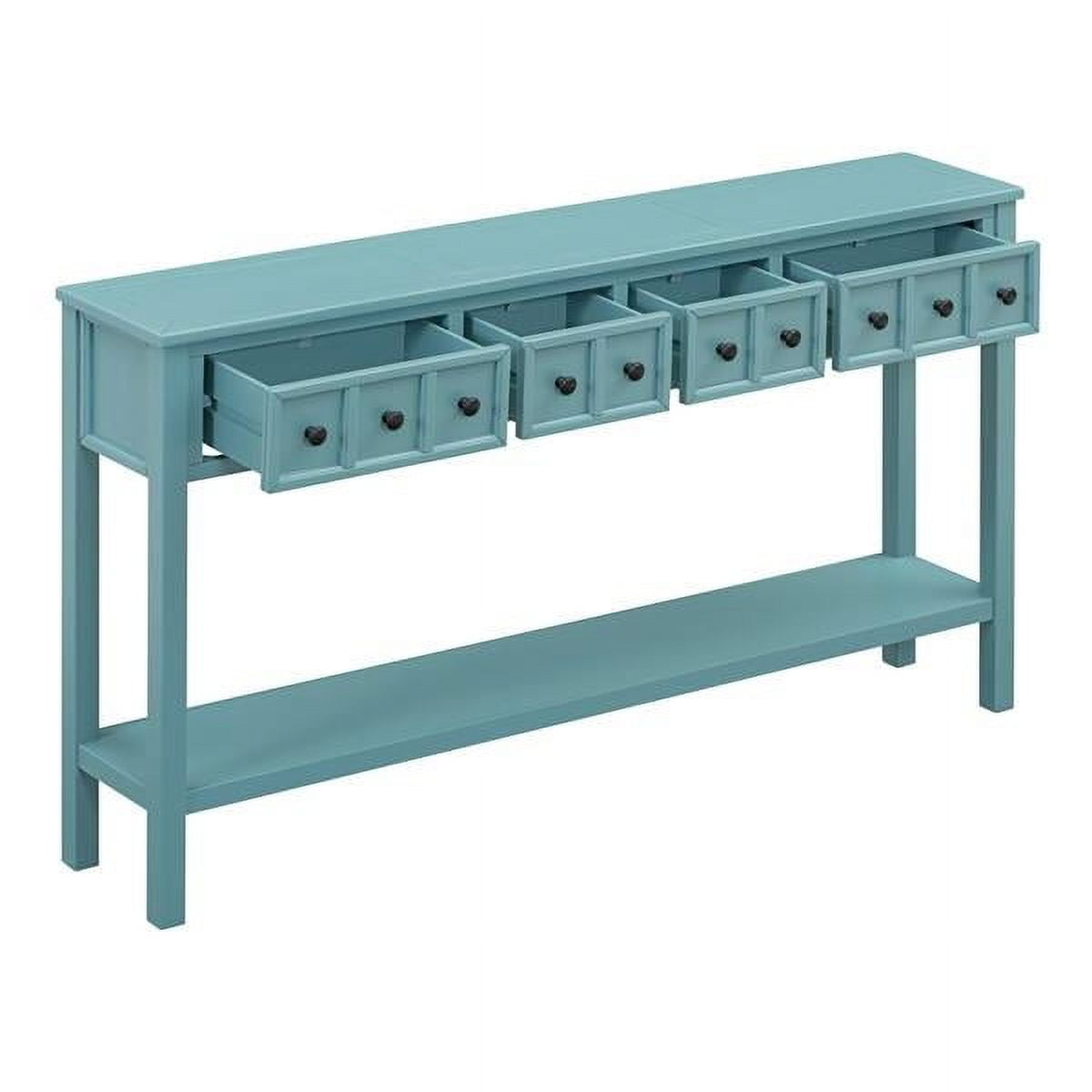 Rustic Turquoise Green Entryway Console Table with Two Varied-Sized ...