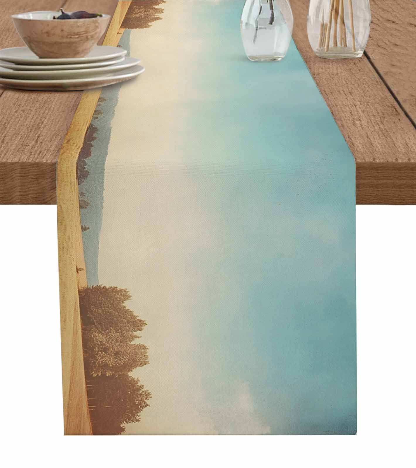 Rustic Turquoise Sky Golden Fields Landscape Table Runner 72 Inches ...