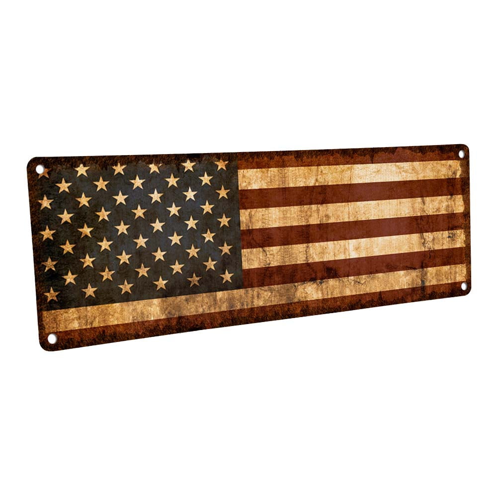 Rustic United States Flag 4"x12" Metal Sign, Wall Décor for Home and ...