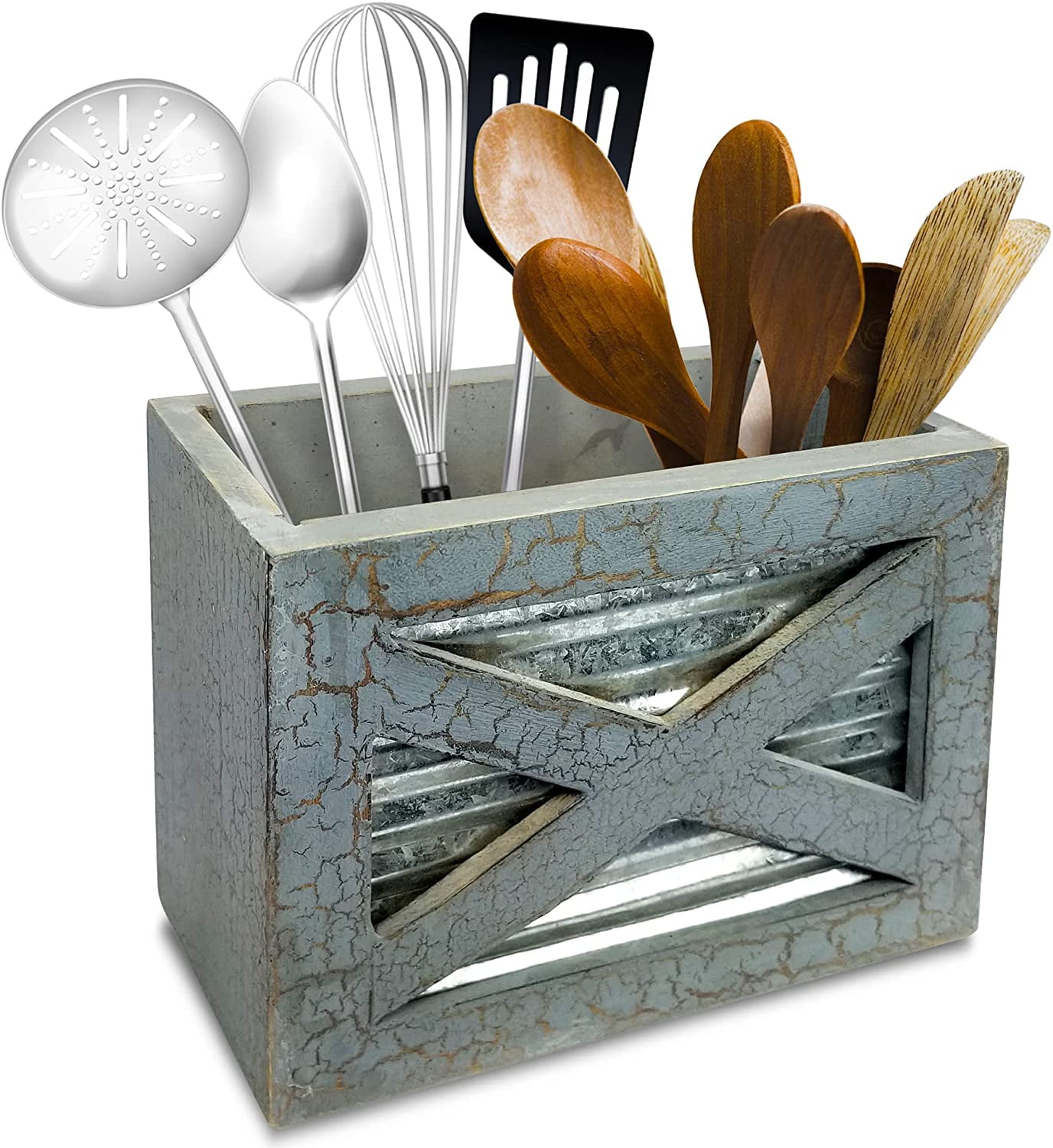 Rustic Utensill Holder Wooden Kitchen Farmhouse Utensil Holder For ...